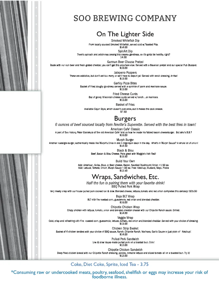 Food | Soo Brewing Company and 1668 Winery